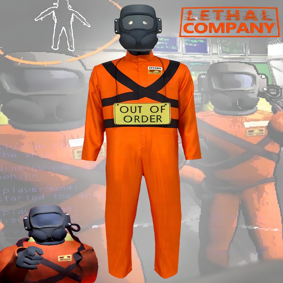 XYYEA Halloween Lethal Company Costume Lethal Employee Jumpsuit with ...