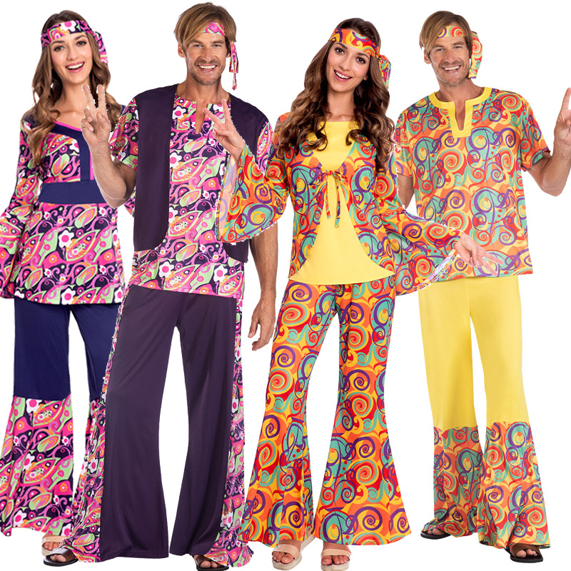 XYYEA Adult Halloween Costumes 70’s Halloween Couple Outfit Retro ...